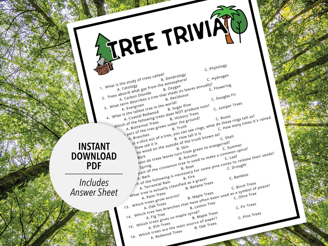 Tree Trivia Game | Printable Tree Quiz (PDF Download) - Etsy
