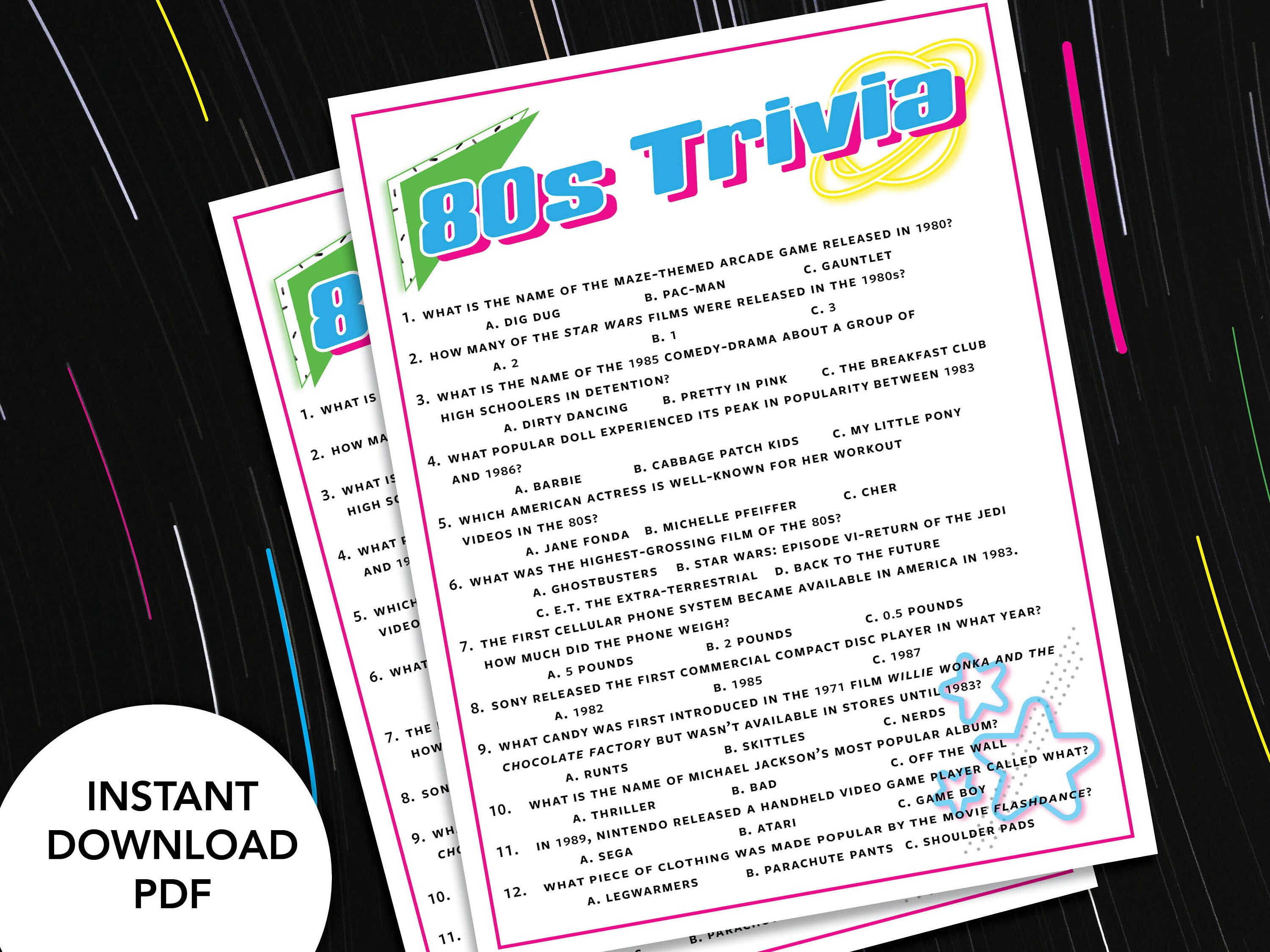 80s Trivia Printable 80s Trivia 80's Party Trivia Game - Etsy Australia