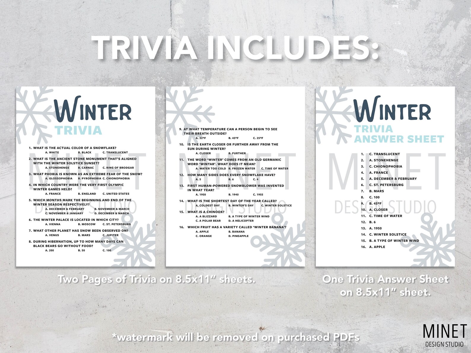 Winter Trivia Printable Winter Trivia Activity Game - Etsy