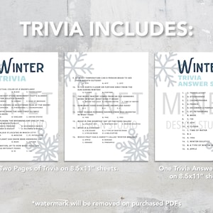 Winter Trivia Printable Winter Trivia Activity Game - Etsy