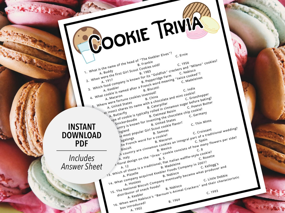 Cookie Trivia | Cookie Trivia Game | Printable Cookie Trivia ...