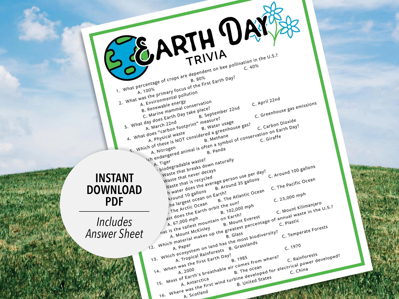 Earth Day Trivia | Printable Earth Day Trivia | Earth Day Trivia Game ...