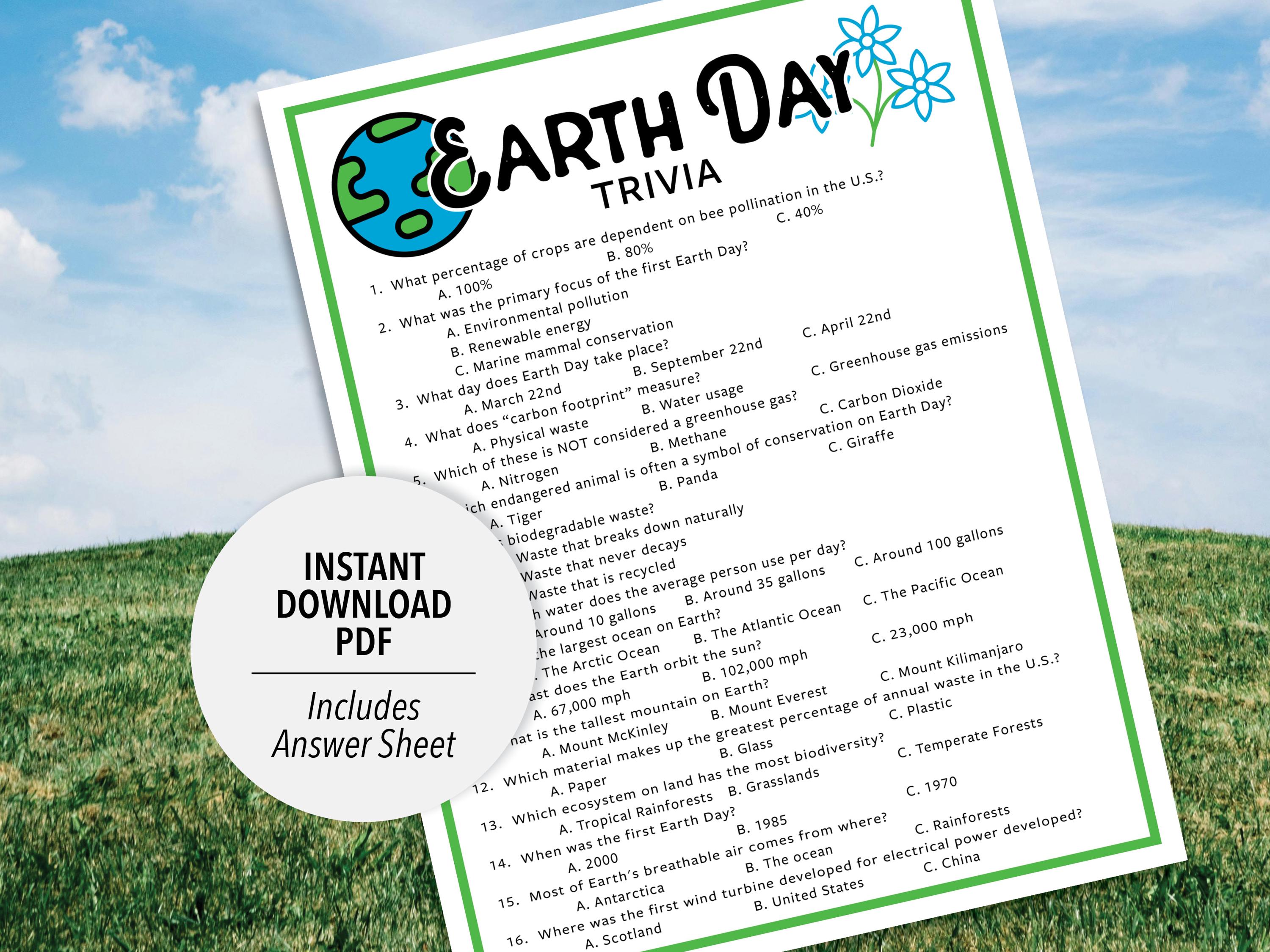 Earth Day Trivia | Printable Earth Day Trivia | Earth Day Trivia Game ...