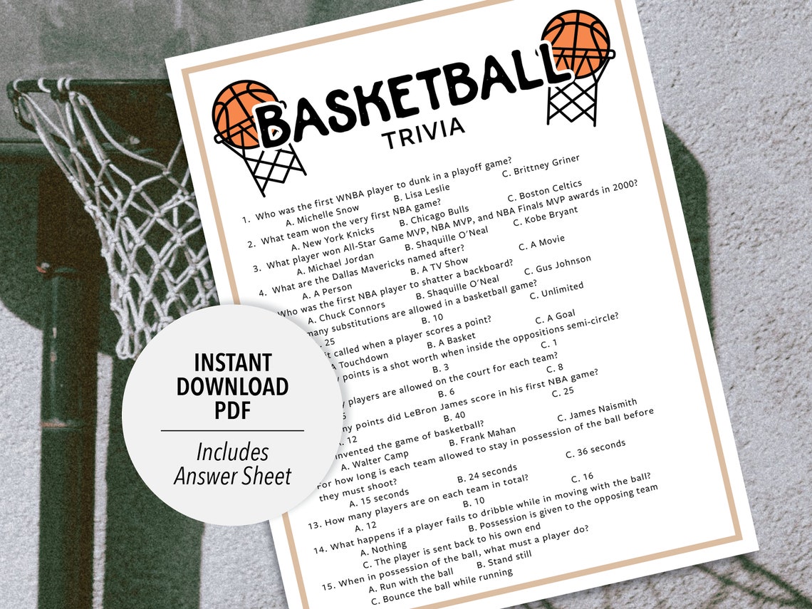 Basketball Trivia | Printable Basketball Trivia Game | Basketball ...