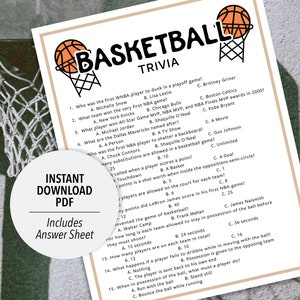 Basketball Trivia | Printable Basketball Trivia Game | Basketball ...