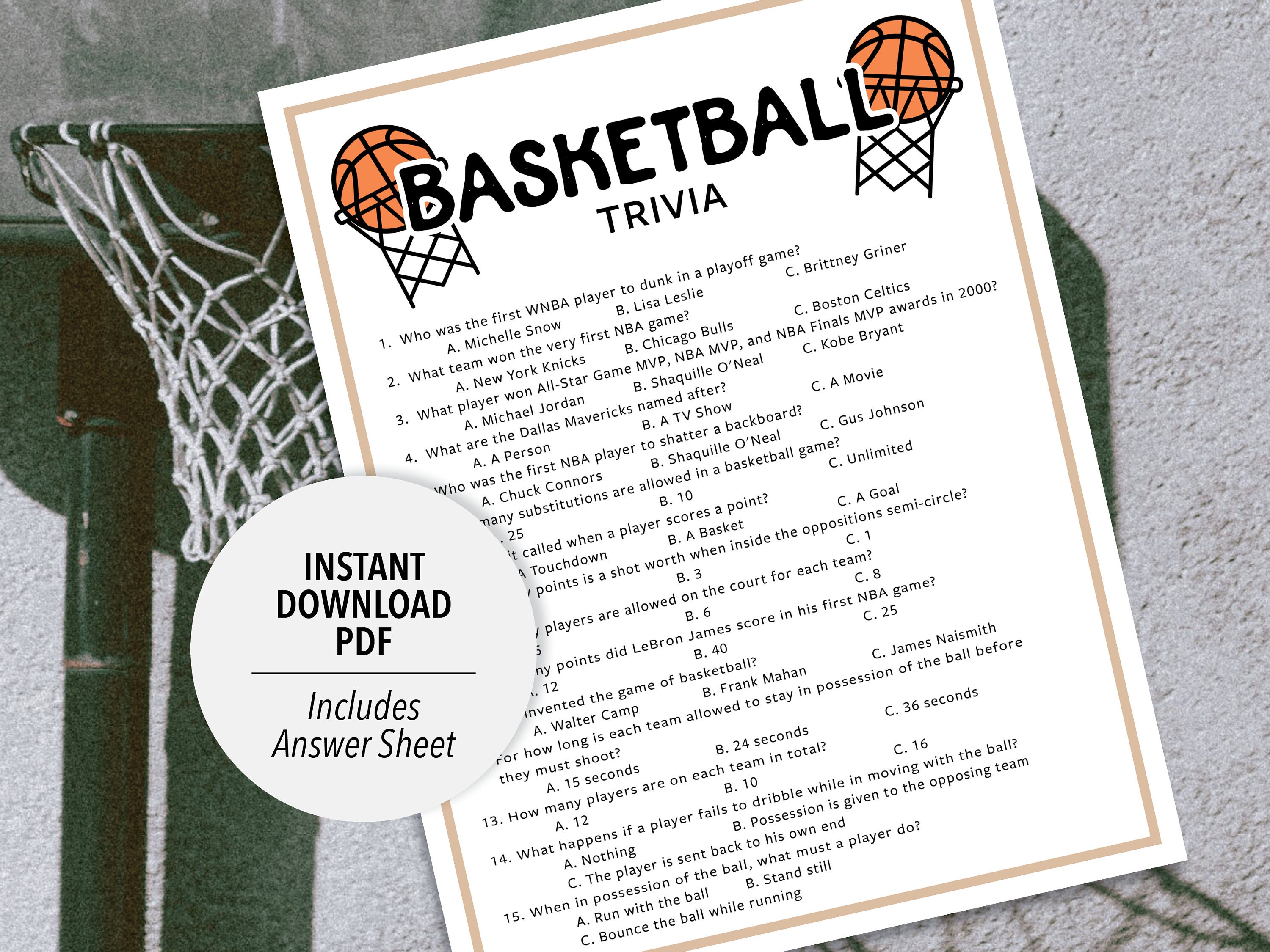 Basketball Trivia | Printable Basketball Trivia Game | Basketball ...