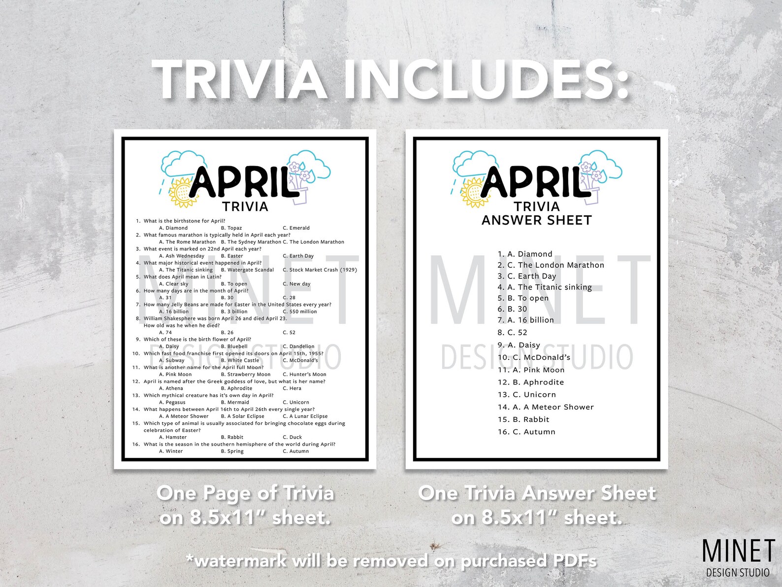 April Trivia | April Trivia Game | Printable April Trivia | Month ...