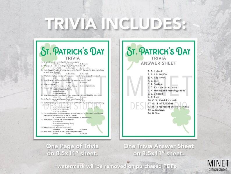 St. Patrick's Day Trivia | St Patricks Day Trivia Game | St Patricks ...