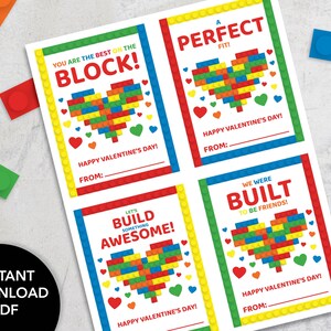 Building Block Valentine's Day Card | Printable Valentine's Day Bricks ...
