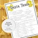 Pasta Trivia | Pasta Trivia Game | Printable Pasta Trivia | Pasta Party ...