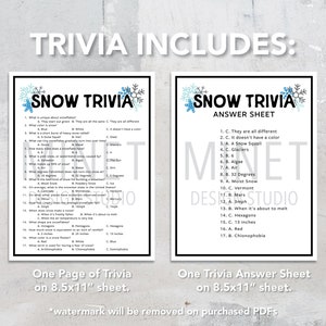 Snow Trivia | Printable Snow Trivia Activity Game | Winter Trivia ...