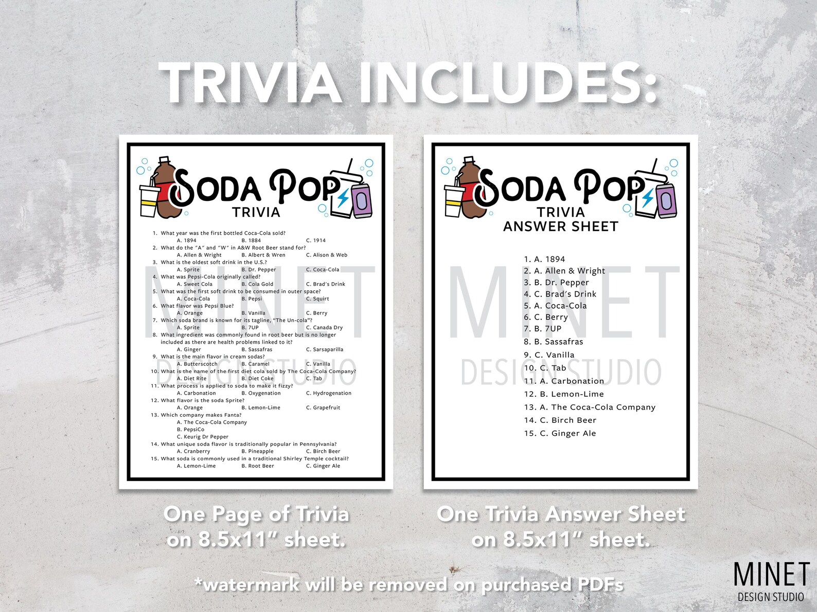 Soda Trivia Pop Trivia Game Printable Soda Pop Trivia Printable Trivia ...