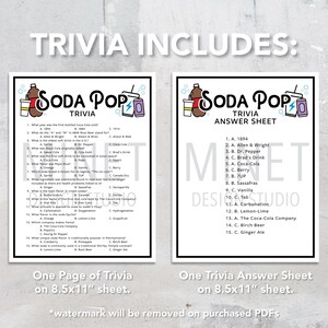 Soda Trivia | Pop Trivia Game | Printable Soda Pop Trivia | Printable ...