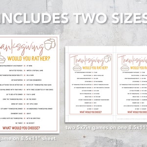 Thanksgiving Would You Rather Game | Thanksgiving Printable Game ...