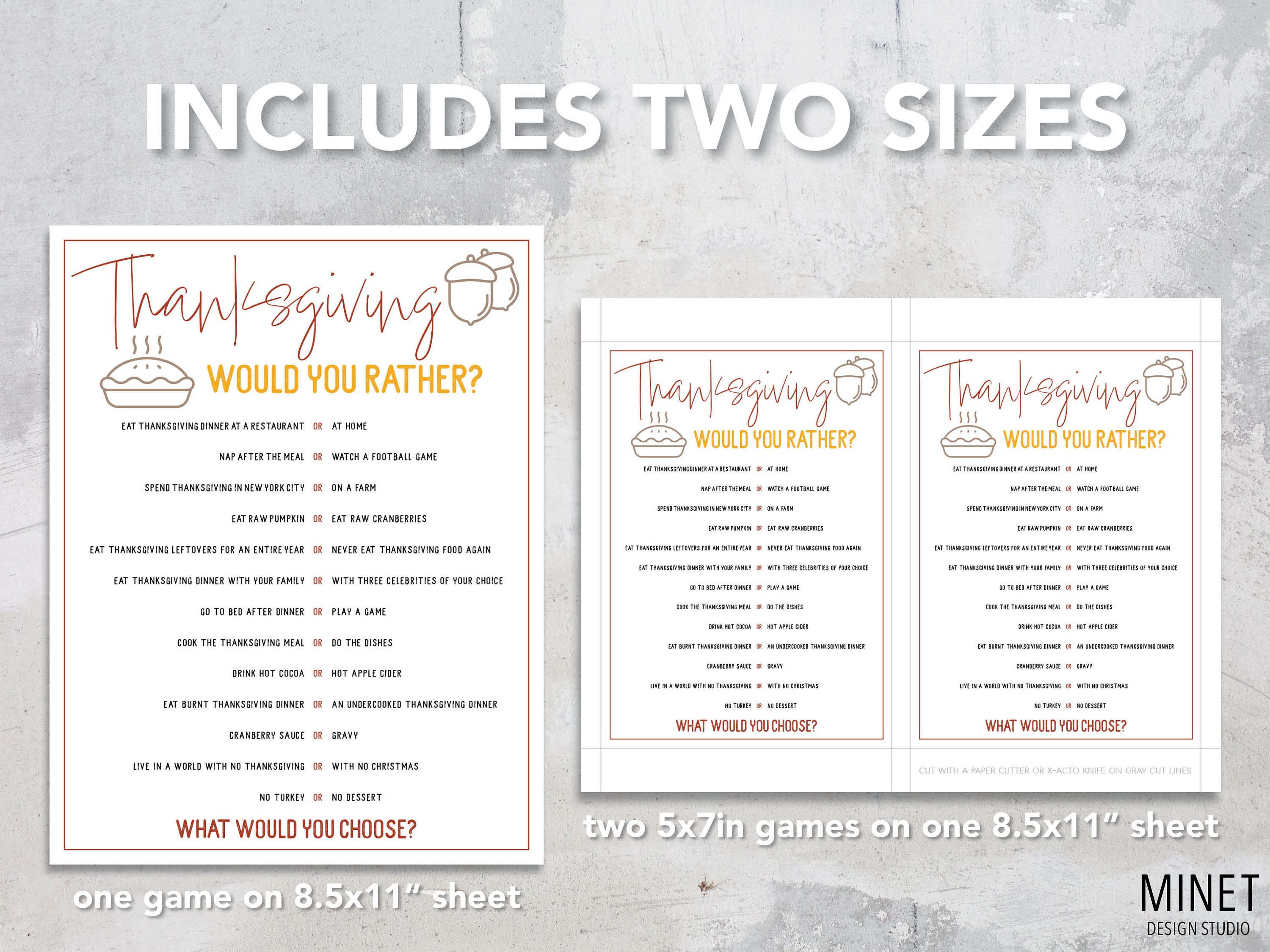 Thanksgiving Would You Rather Game | Printable Holiday Game (PDF ...