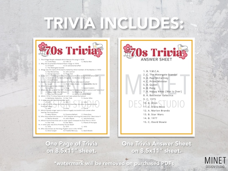 1970s Trivia Game | 70s Quiz (printable PDF Download) - Etsy Canada