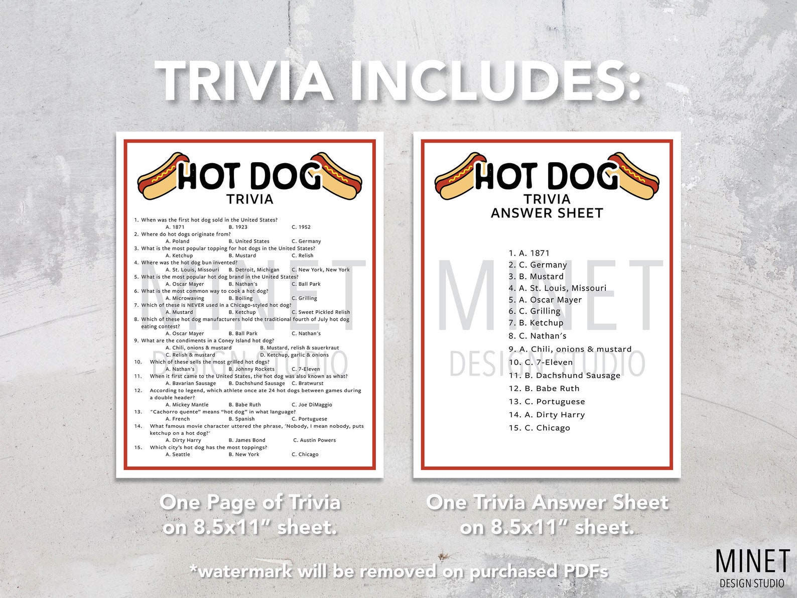 Hot Dog Trivia | Hot Dog Trivia Game | Printable Hot Dog Trivia ...