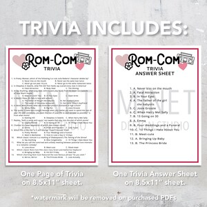 Rom-com Trivia | Rom Com Trivia Game | Printable Romantic Comedy Trivia ...