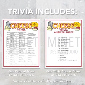 Cheese Trivia | Cheese Trivia Game | Printable Cheese Trivia | Cheese ...
