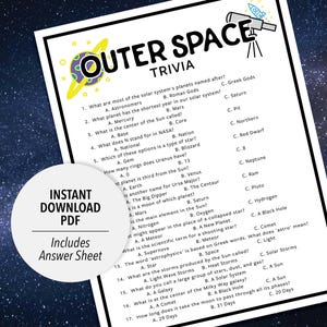 Outer Space Trivia | Space Trivia Game | Printable Space Trivia | Outer ...