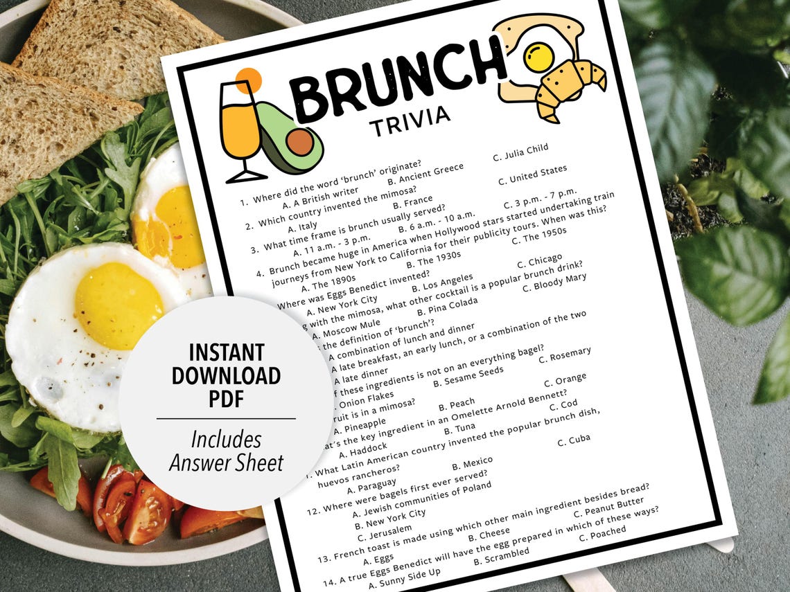 Brunch Trivia | Brunch Trivia Game | Printable Brunch Trivia ...