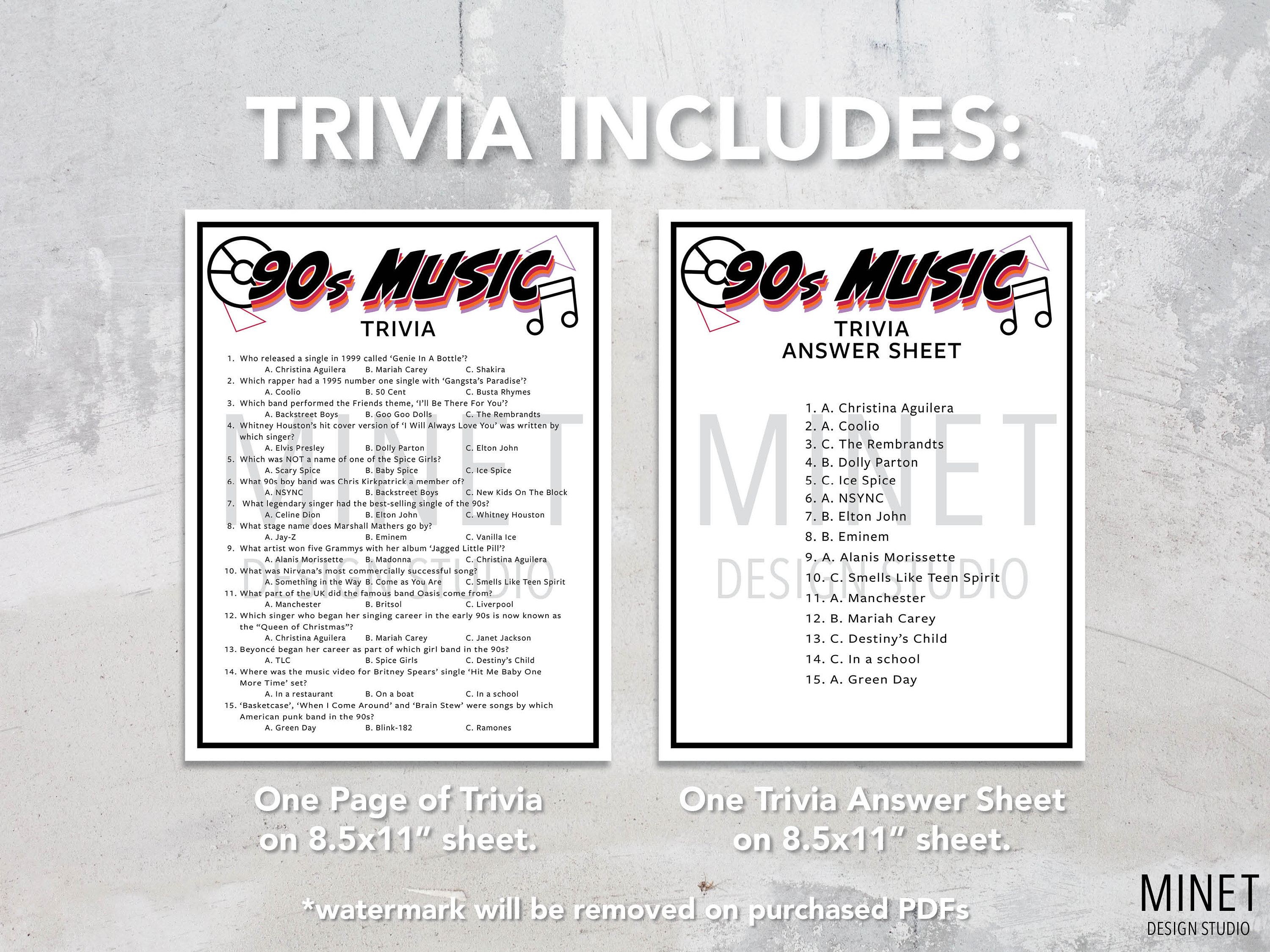 90s Music Trivia | 90s Music Trivia Game | Printable Music Trivia ...
