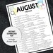 August Trivia | August Trivia Game | Printable August Trivia | Month ...