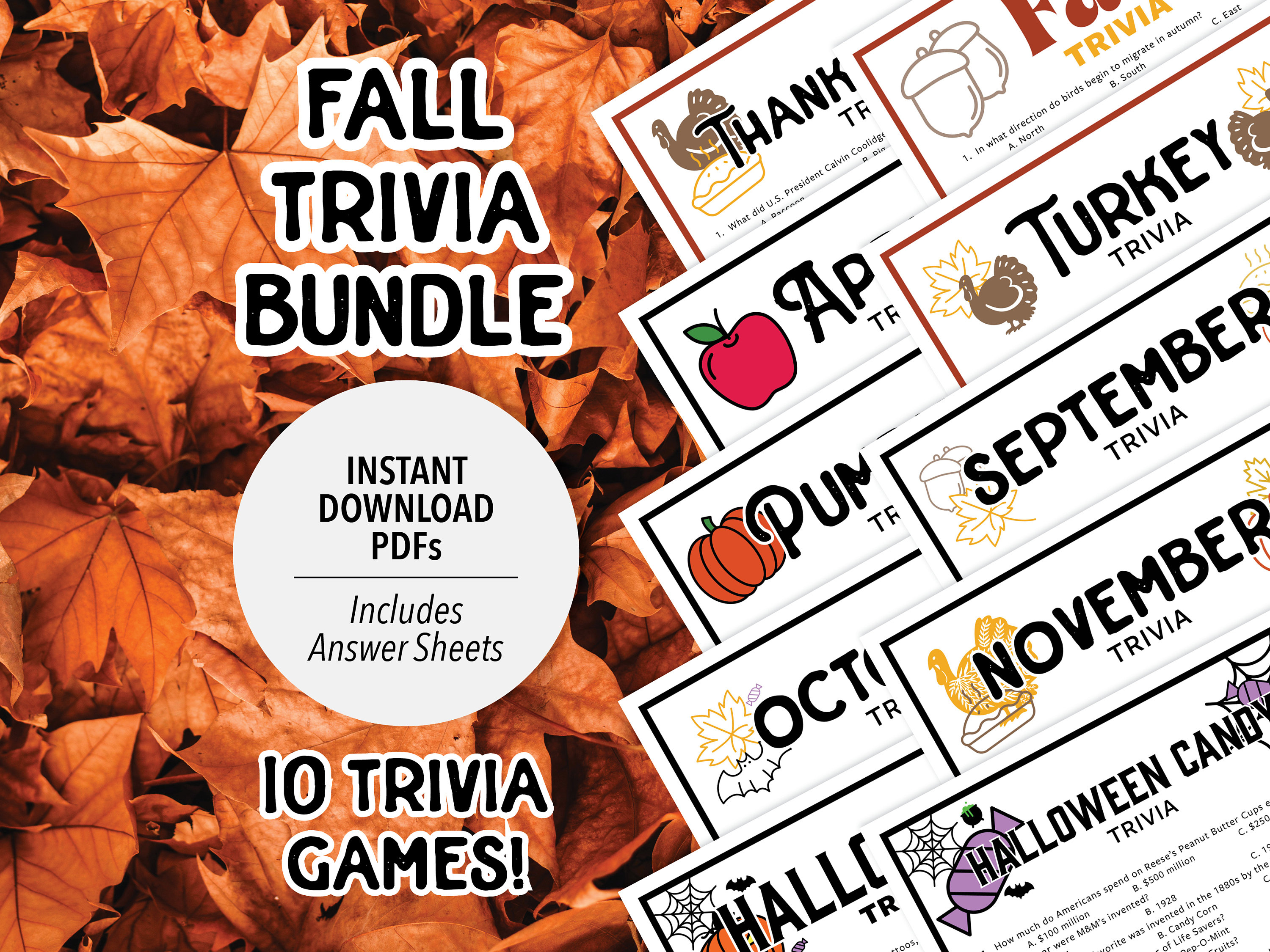 Fall Themed Trivia Bundle | Trivia Bundle | Fall Trivia Game ...