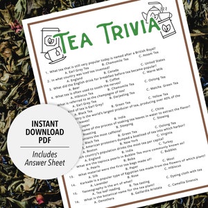 Tea Trivia | Tea Trivia Game | Printable Tea Trivia | Printable Trivia ...
