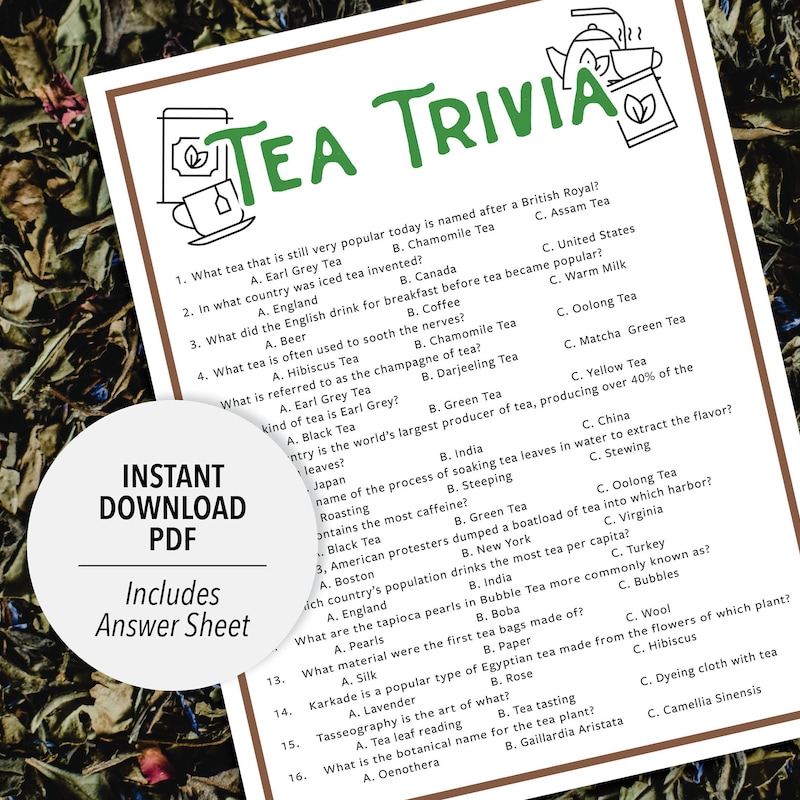 Tea Party Trivia - Etsy