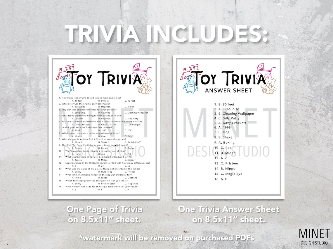 Toy Trivia | Toy Trivia Game | Printable Toy Trivia | Printable Trivia ...
