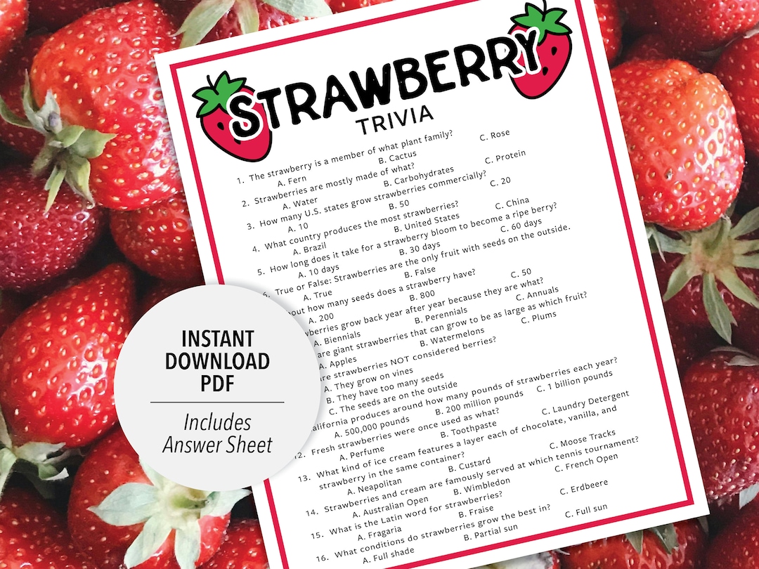Strawberry Trivia | Strawberry Trivia Game | Printable Fruit Trivia ...
