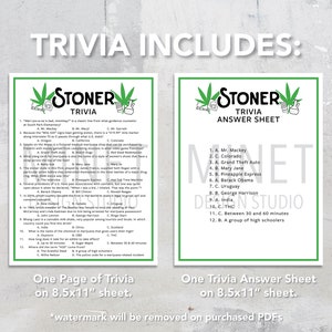 Stoner Trivia Game | Printable Stoner Trivia | Weed Trivia | Marijuana ...