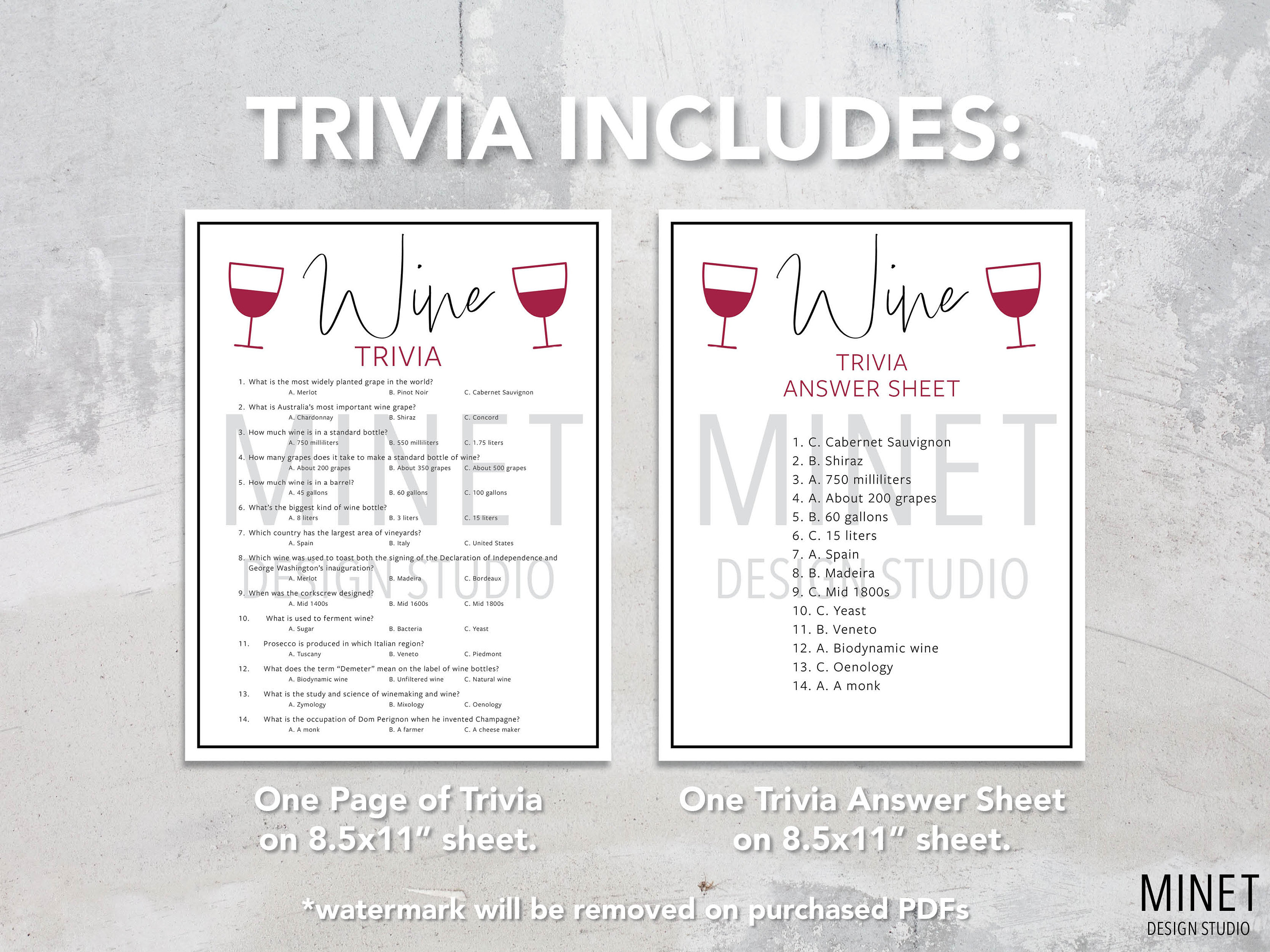 Wine Trivia | Wine Trivia Game | Printable Wine Trivia | Wine Party ...