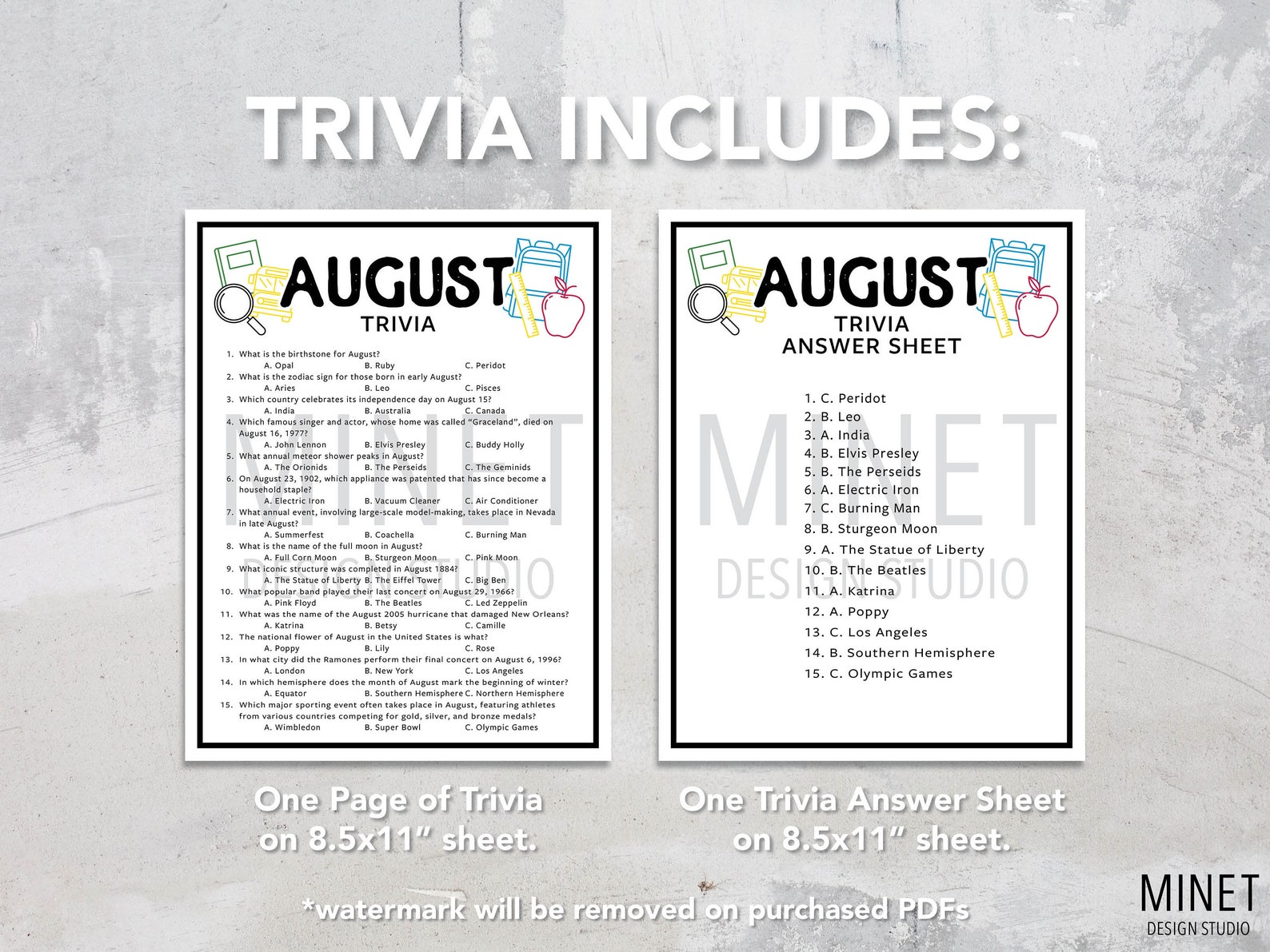 August Trivia | August Trivia Game | Printable August Trivia | Month ...
