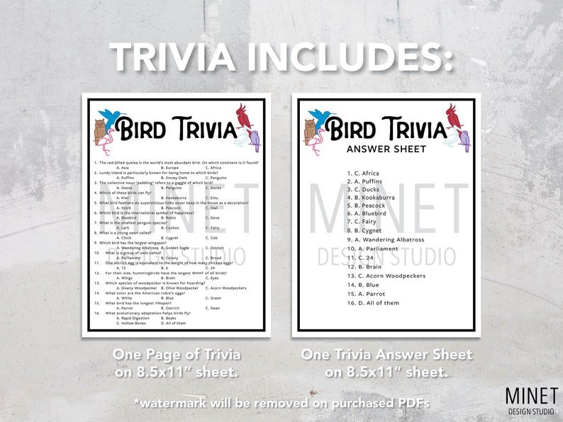 Bird Trivia | Birds Trivia Game | Printable Bird Trivia | Printable ...