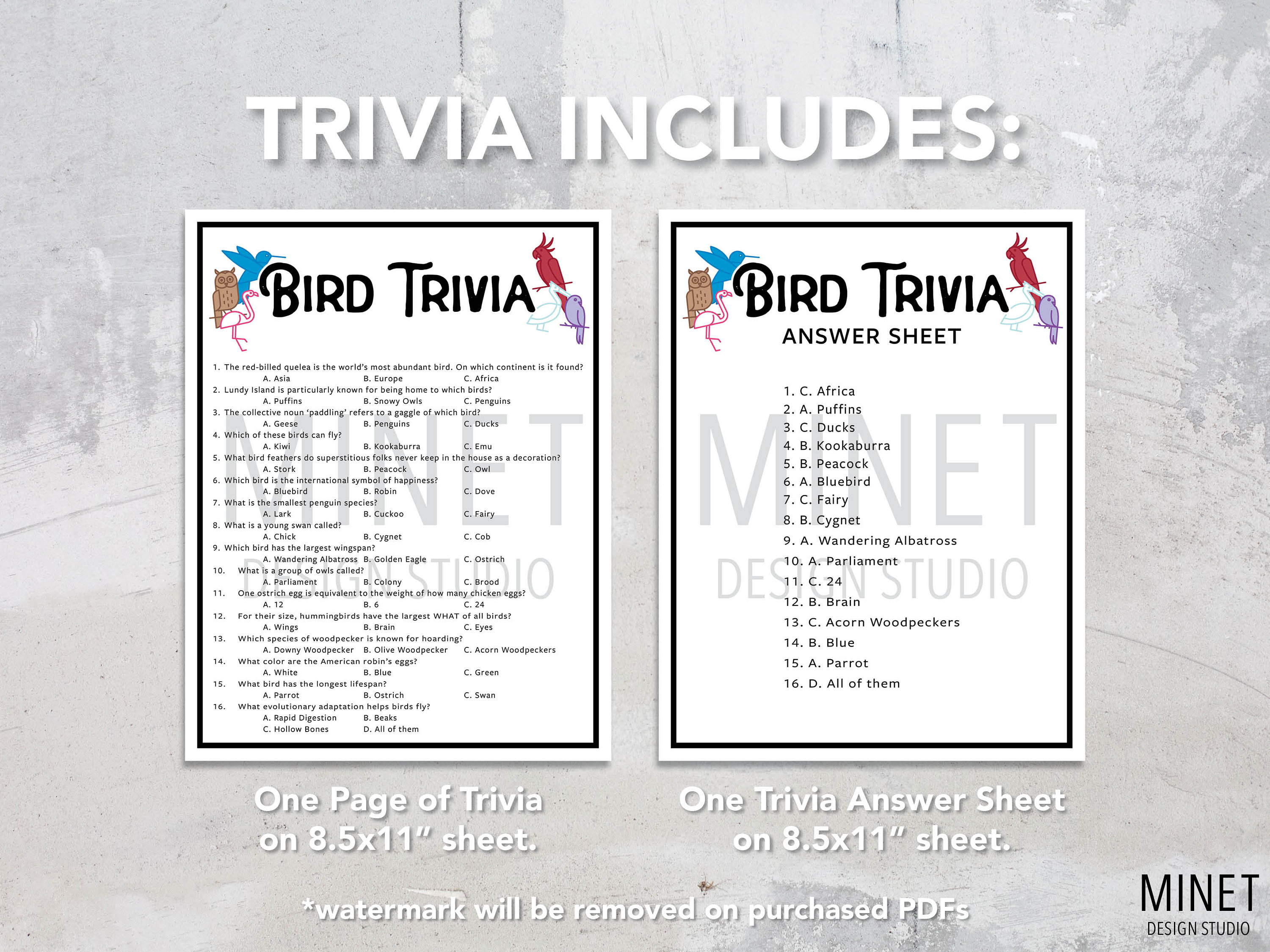 Bird Trivia | Birds Trivia Game | Printable Bird Trivia | Printable ...