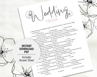 Bridal Shower Trivia Printable Quiz Game Digital Download - Etsy