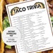 Taco Trivia | Taco Trivia Game | Printable Taco Trivia | Printable ...