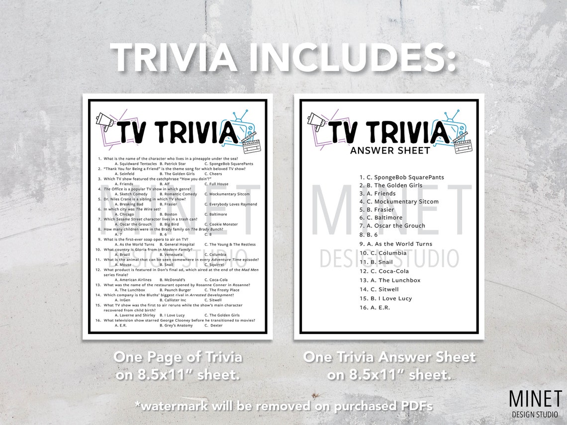 TV Trivia | TV Trivia Game | Printable Television Trivia | Television ...