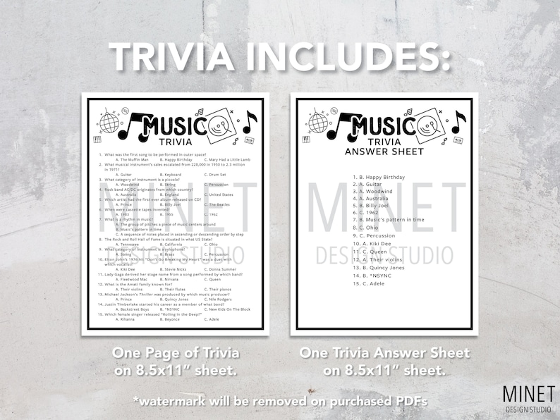 Music Trivia | Music Trivia Game | Printable Music Trivia | Printable ...