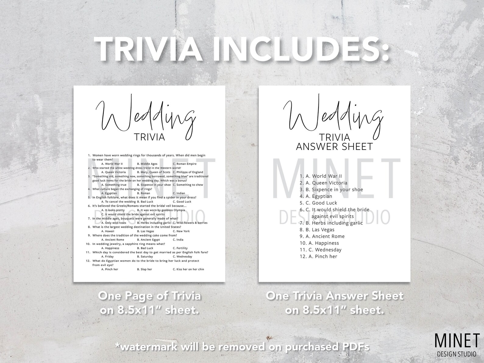 Wedding Trivia Quiz Game | Printable Wedding Trivia | Bridal Shower ...