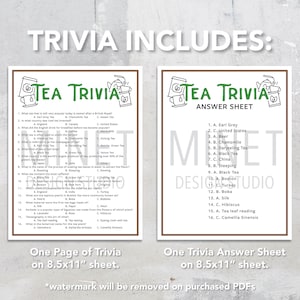 Tea Trivia | Tea Trivia Game | Printable Tea Trivia | Printable Trivia ...