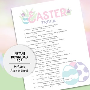 Easter Trivia Printable Easter Trivia Game Holiday Trivia Group Party ...