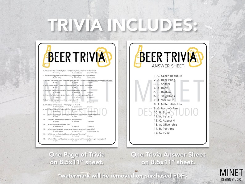 Beer Trivia | Beer Trivia Game | Printable Beer Trivia | Printable ...