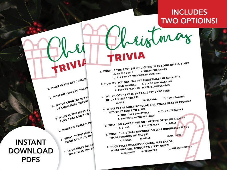 Christmas Trivia Printable Christmas Trivia Activity Game - Etsy