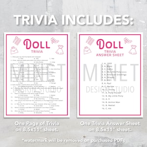 Doll Trivia | Doll Trivia Game | Printable Doll Trivia | Printable ...
