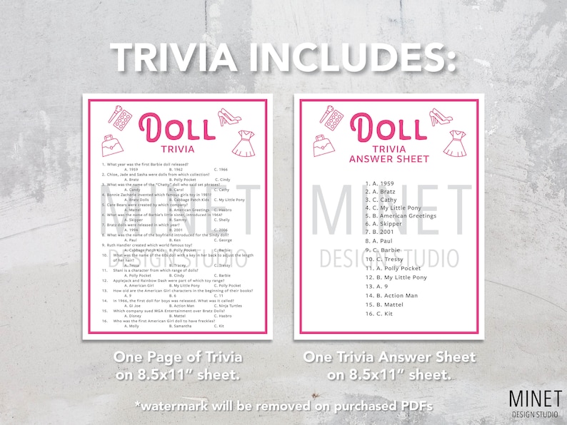 Doll Trivia | Doll Trivia Game | Printable Doll Trivia | Printable ...