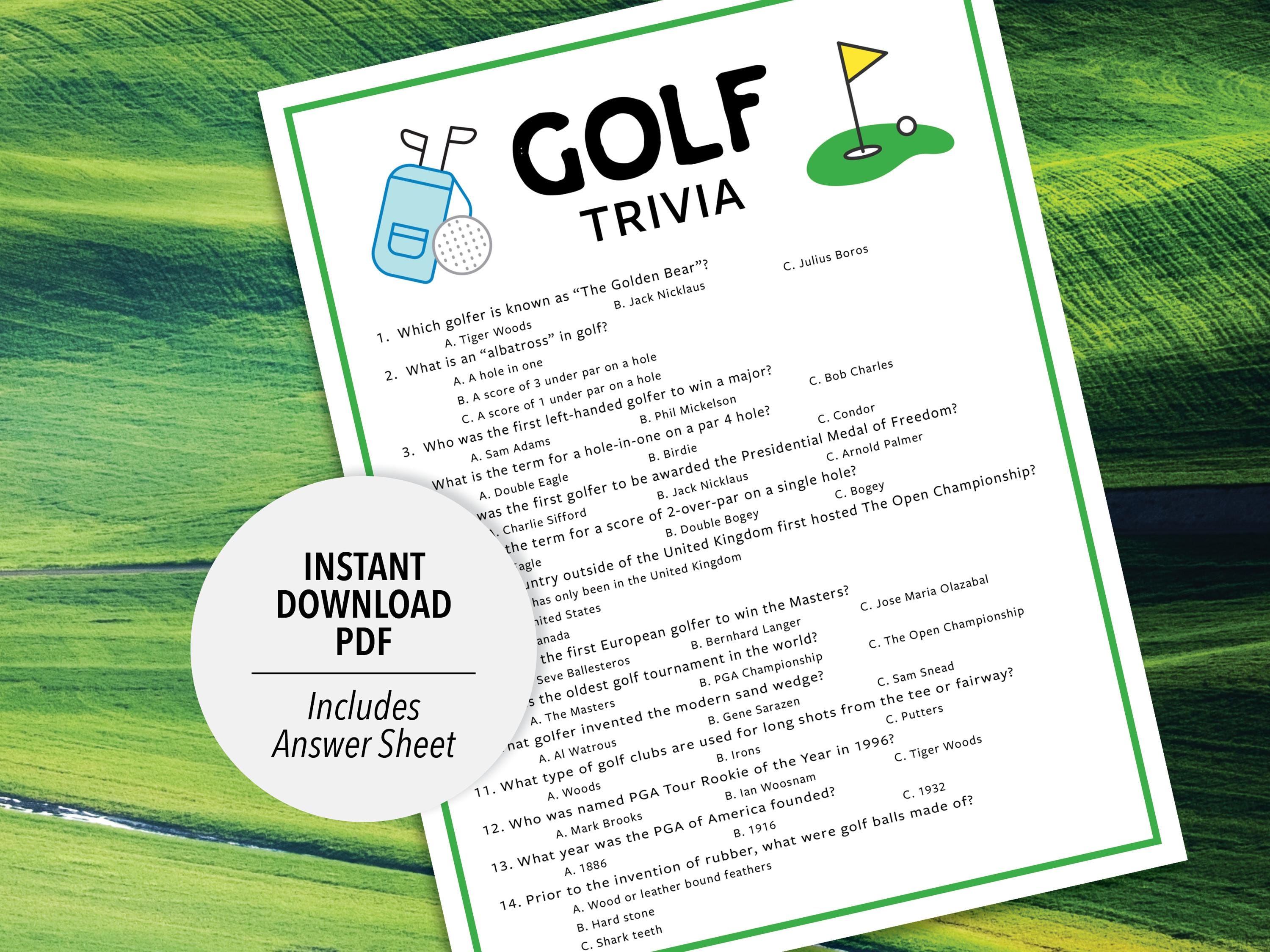 Golf Trivia | Printable Golf Trivia Game | Golf Trivia Game | Sports ...