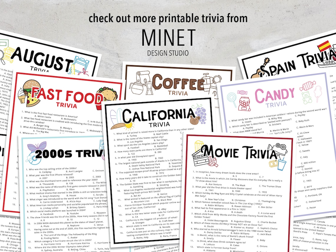 90s Trivia | 1990s Trivia Game | Printable 90s Trivia | 90's Party ...
